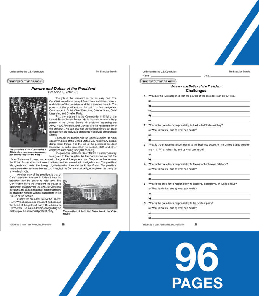 Grade 5-12 Understanding the U.S. Constitution Workbook Paperback