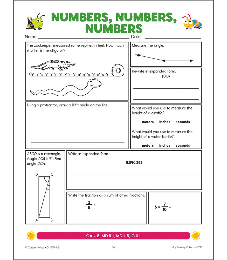 May Monthly Printable Collection Grade 4