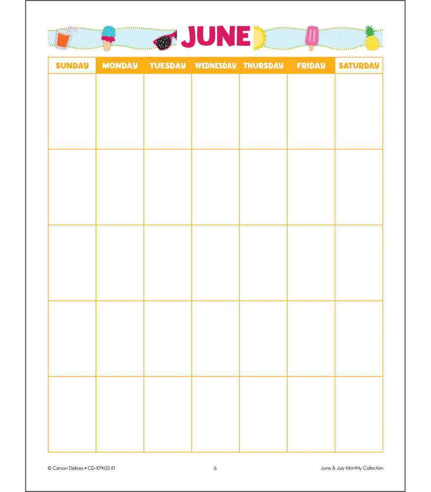 June and July Monthly Printable Collection Grade K