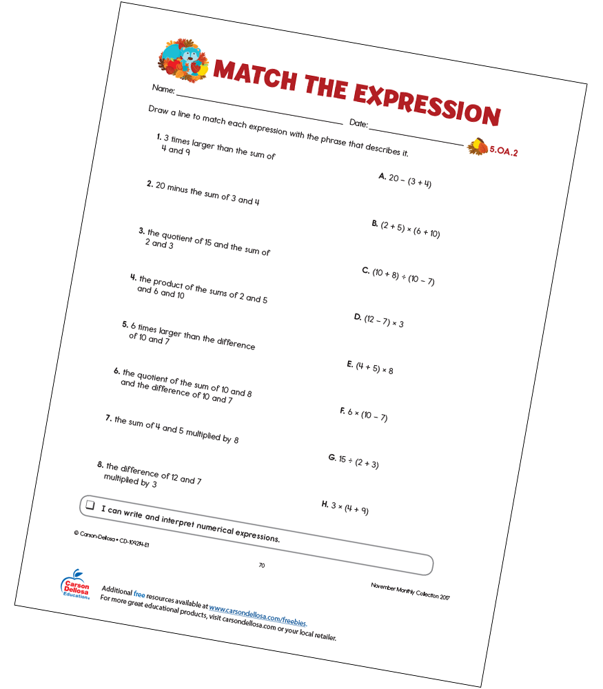 Match the Expression Free Printable | Carson Dellosa