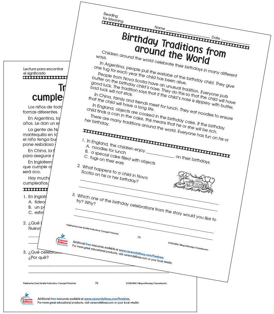 Birthday Traditions from Around the World Bilingual Spanish Free ...