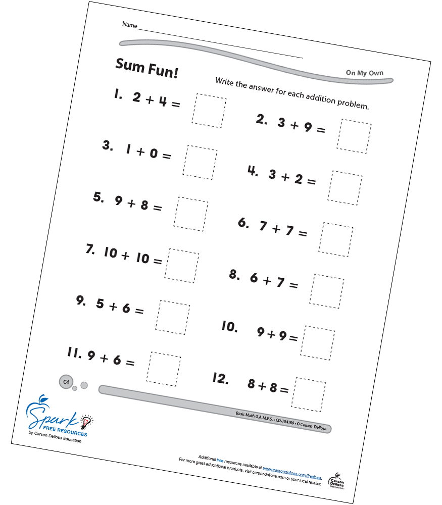 Sum Fun! Free Printable | Carson Dellosa