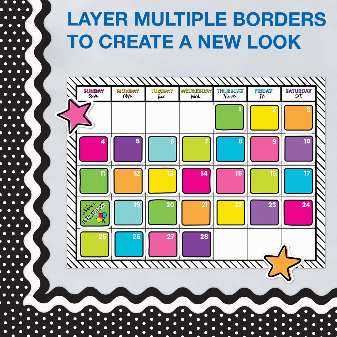 65' Black with White Polka Dots Rolled Scalloped Bulletin Board Borders 65'
