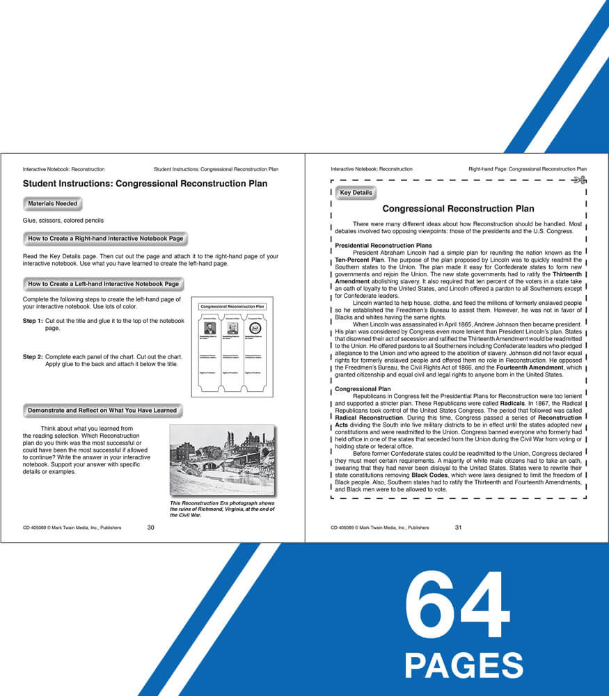 Grade 5-8 Interactive Notebook: Reconstruction Resource Book eBook (PDF)