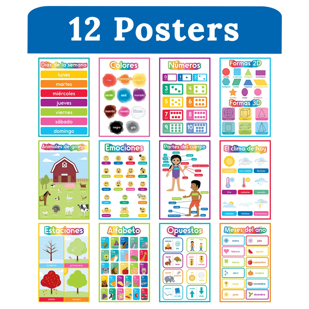Grade PK-5 Spanish Early Learning Poster Set