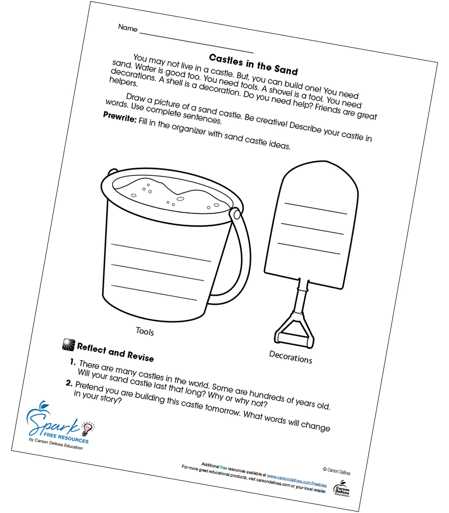 Evidence-Based Writing: Castles in the Sand Free Printable | Carson Dellosa