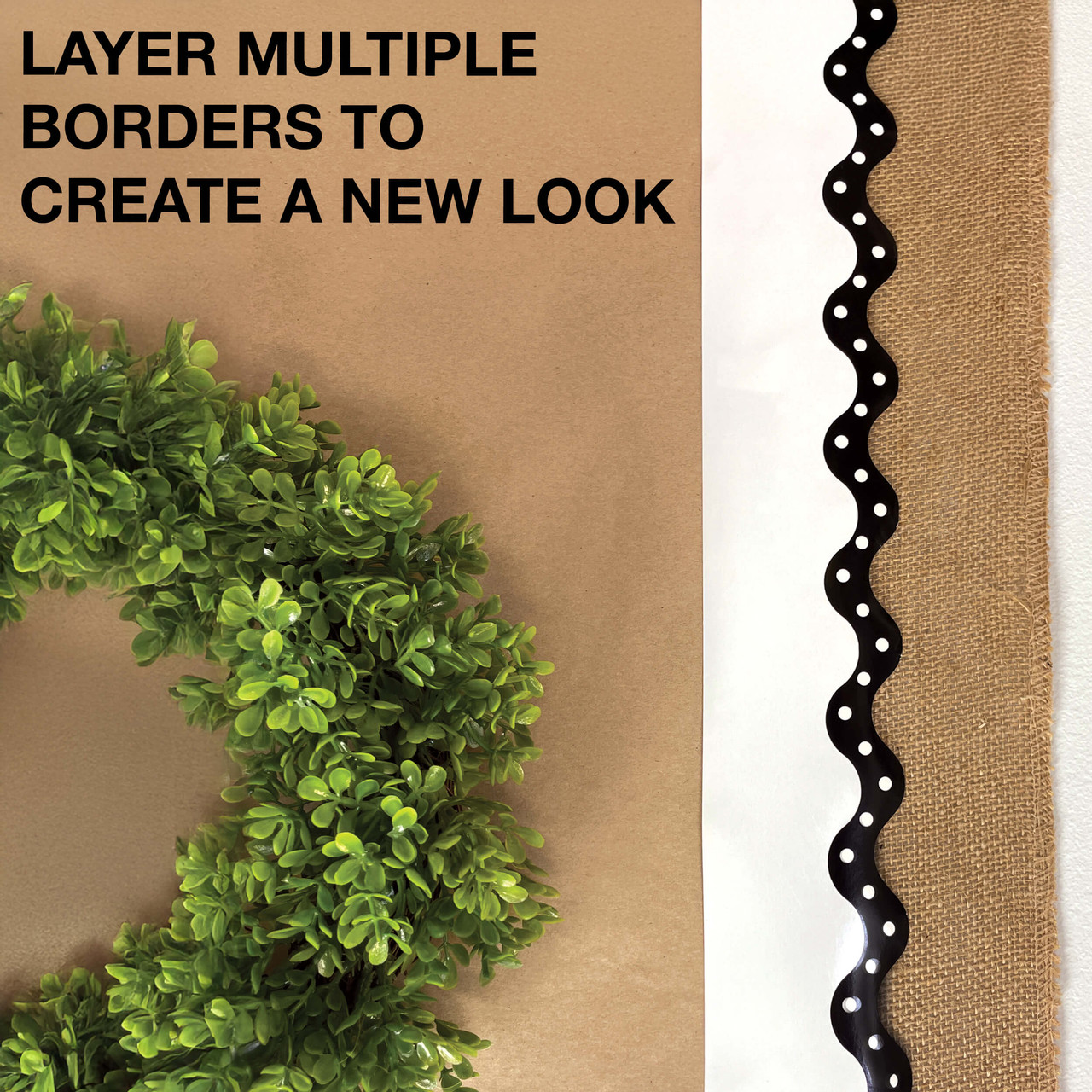 65' Black, White, & Polka Dot Rolled Scalloped Bulletin Board Border ...