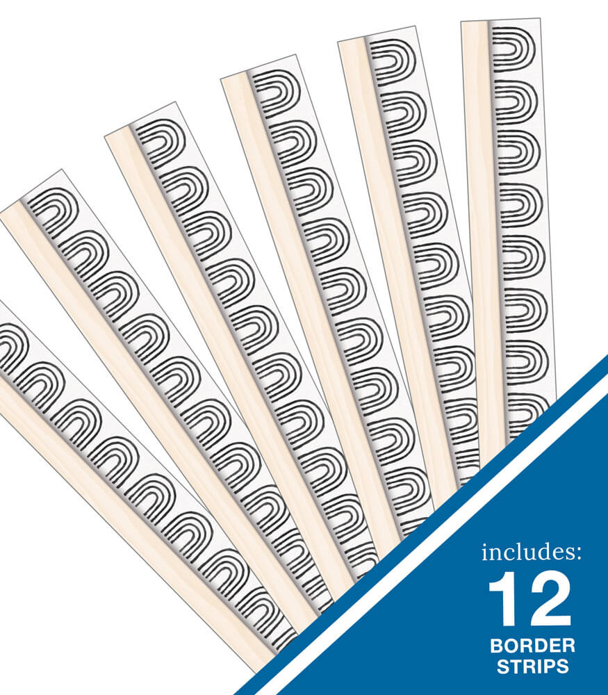 Black & White Rainbows Straight Bulletin Board Borders 36'