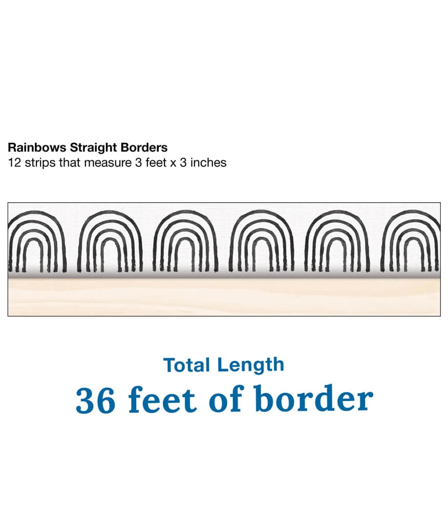 Black & White Rainbows Straight Bulletin Board Borders 36'