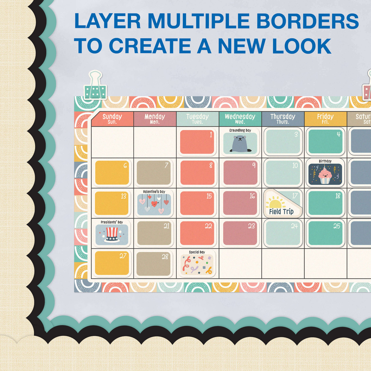 65' Linen Rolled Scalloped Bulletin Board Borders 65'