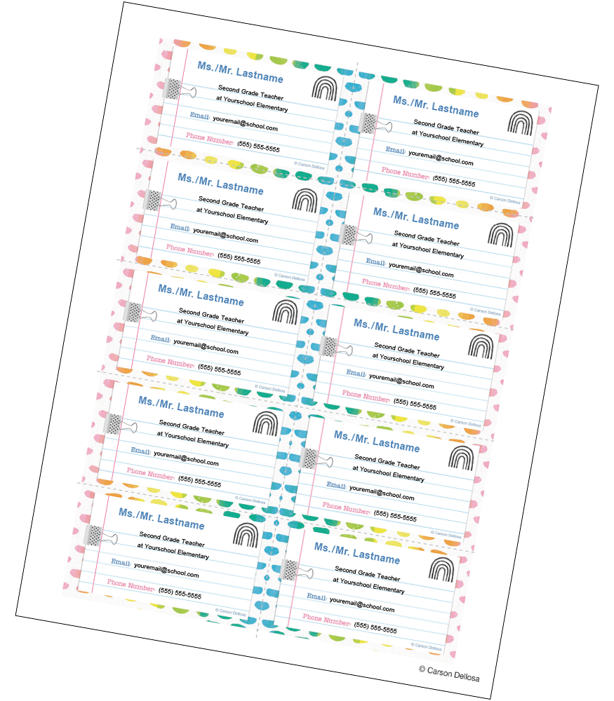 Creatively Inspired Editable Teacher Free Business Cards | Carson Dellosa