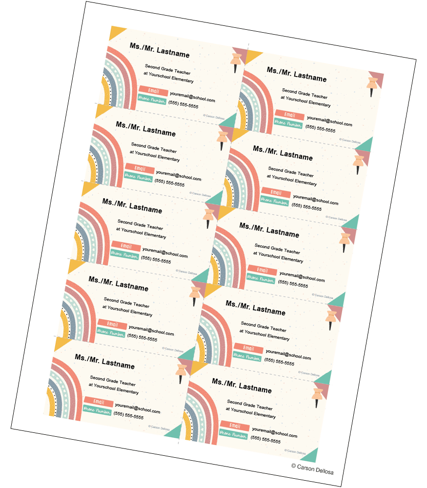 We Belong Editable Teacher Free Business Cards | Carson Dellosa