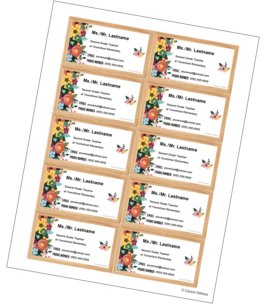 Grow Together Editable Teacher Free Business Cards | Carson Dellosa