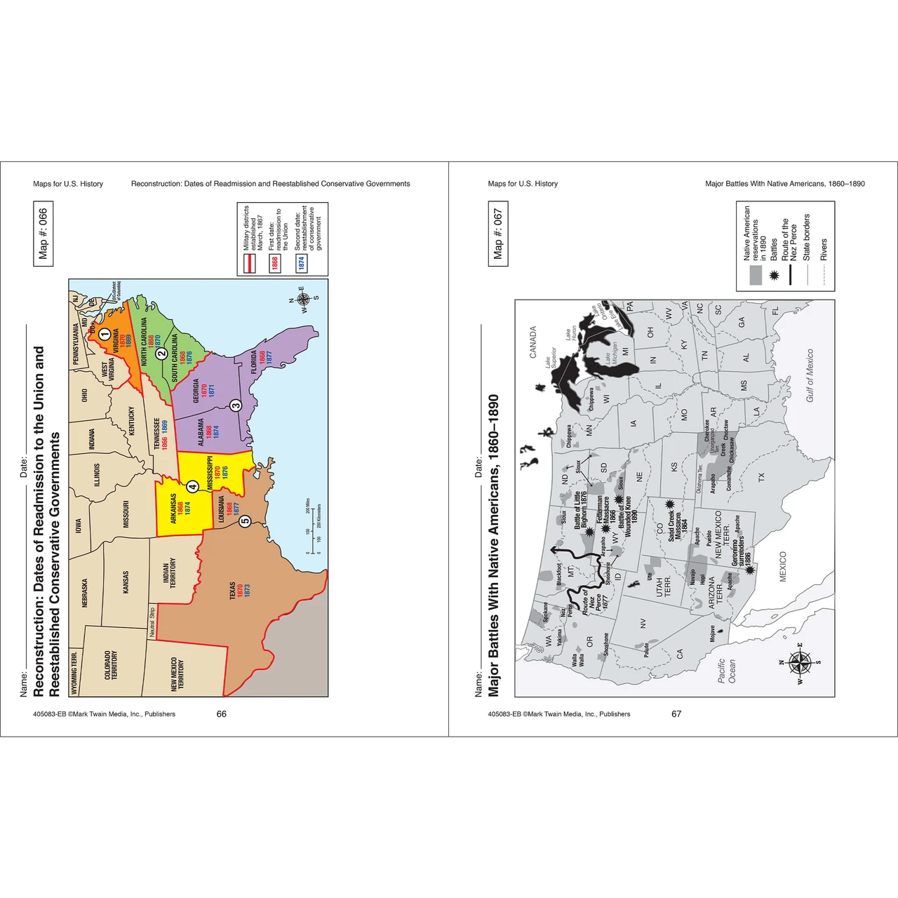 Grade 6-12 Maps for U.S. History Workbook Paperback