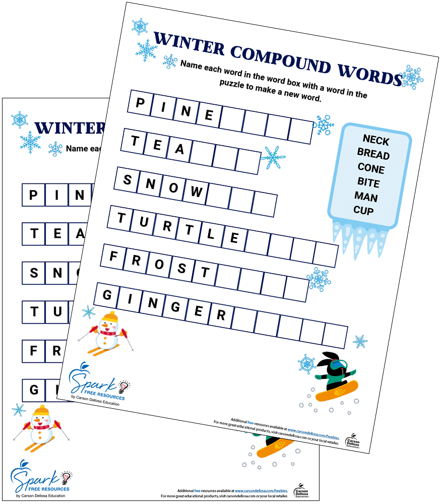 Winter Compound Words Free Printable | Carson Dellosa Education