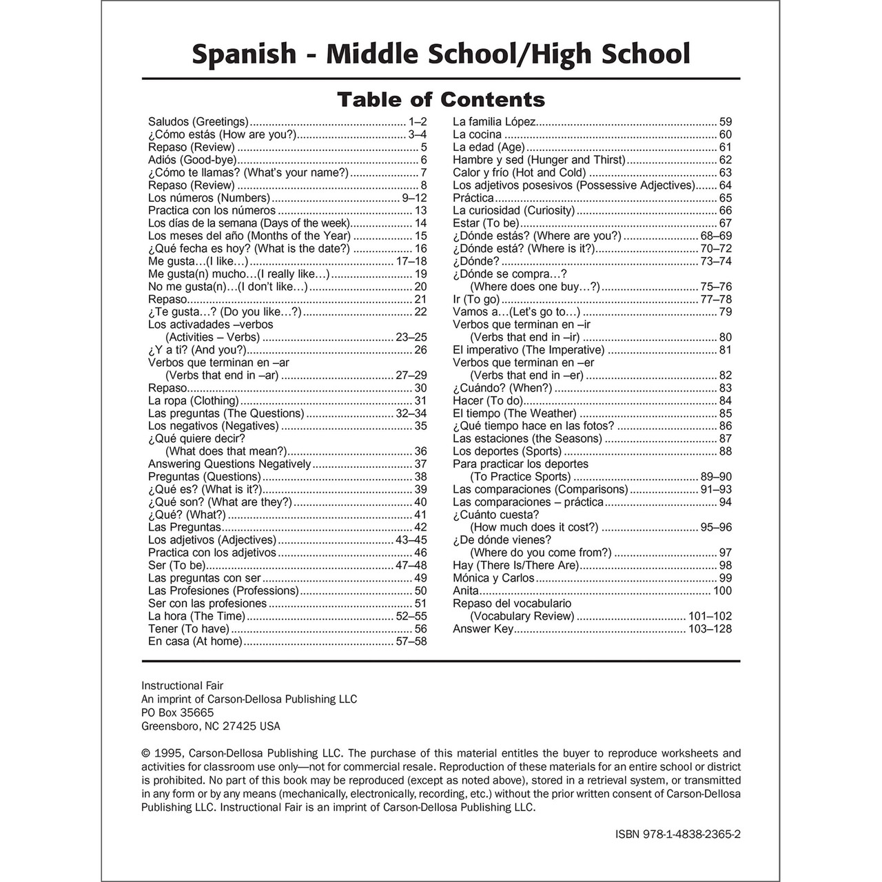Grade 6-12 The 100+ Series™ Spanish Resource Book eBook (PDF)