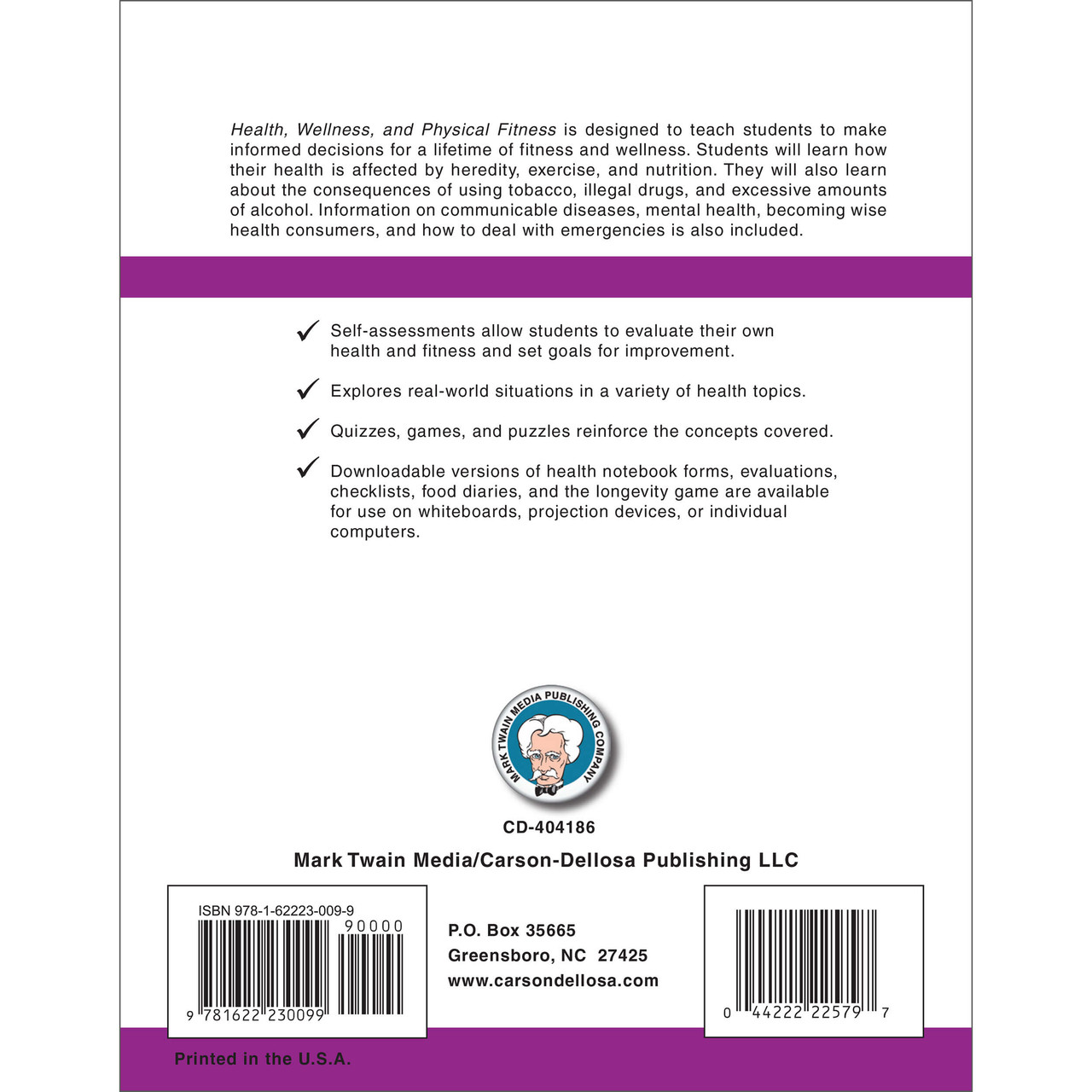 Grade 5-12 Health, Wellness, and Physical Fitness Workbook Paperback