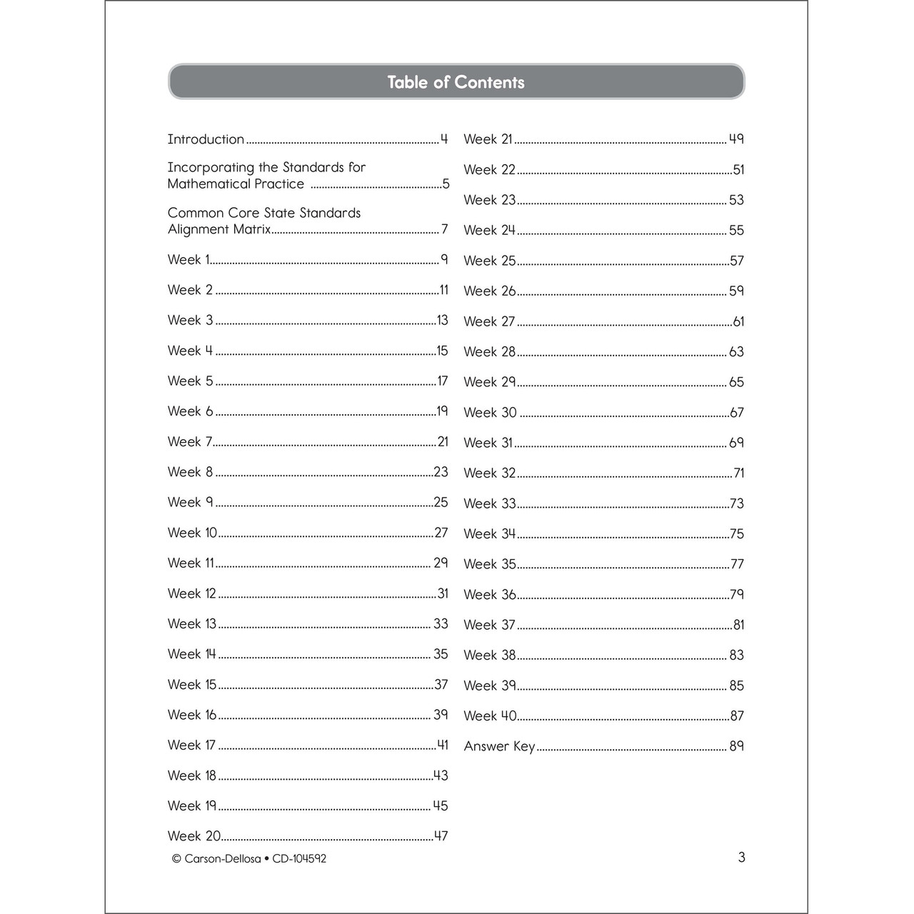 Grade 3 Common Core Math 4 Today Workbook eBook