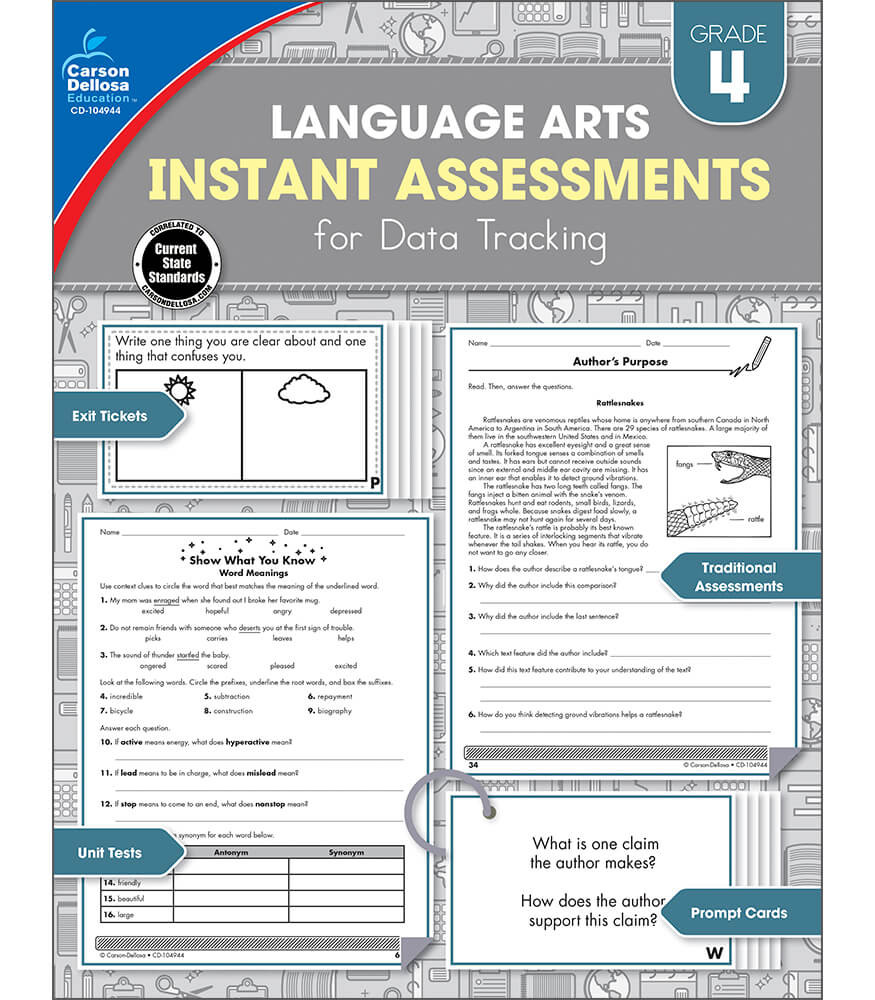 Language Arts Instant Assessments for Data Tracking Resource Book Grade ...