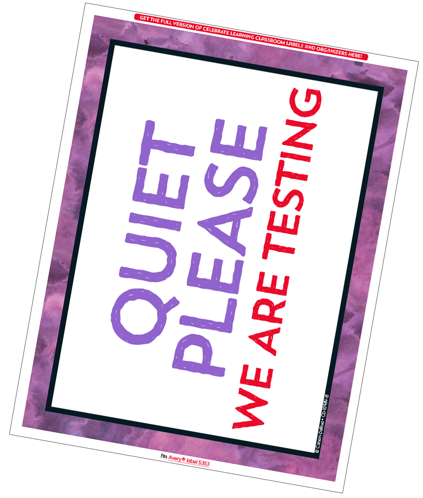 Celebrate Learning Classroom Testing Sign Free Printable | Carson Dellosa