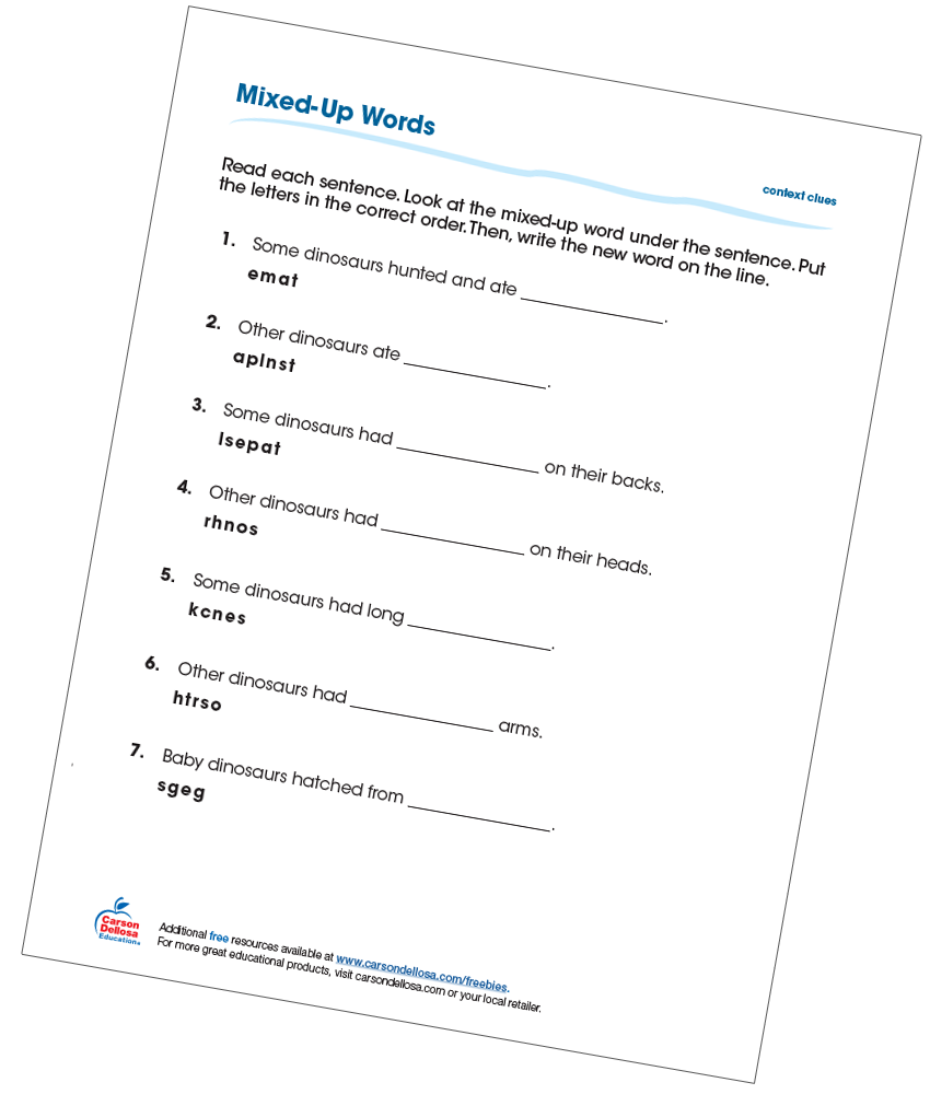 Mixed-Up Words Free Printable | Carson Dellosa