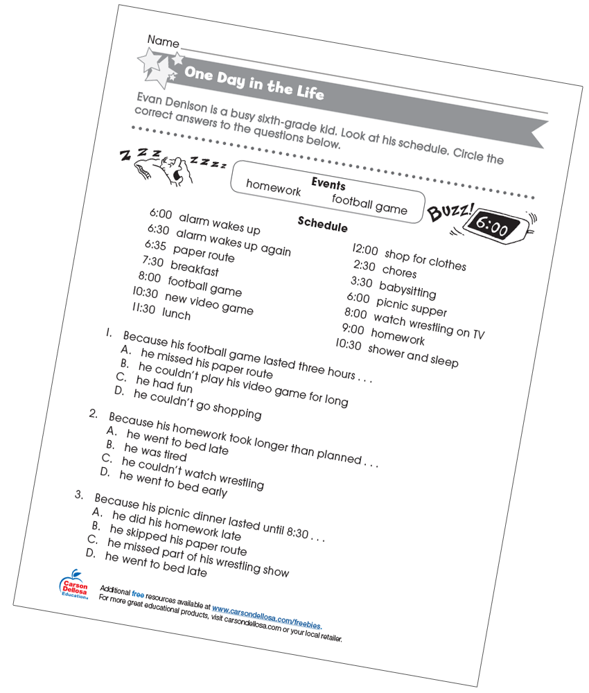 One Day in the Life Free Printable | Carson Dellosa