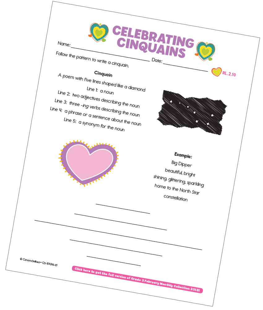Celebrating Cinquains Free Printable | Carson Dellosa