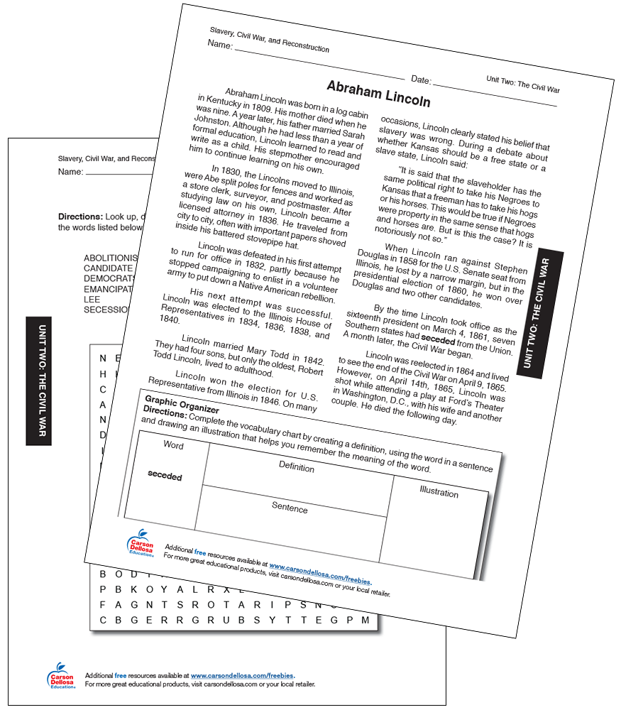 Abraham Lincoln Free Printable | Carson Dellosa
