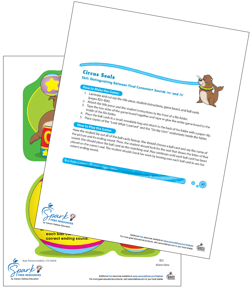 Circus Seals Free Activity | Carson Dellosa