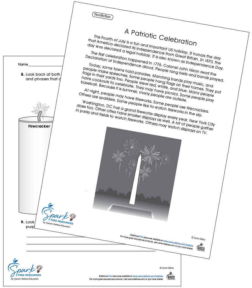 Paired Passages for Critical Thinking: Fourth of July | Carson Dellosa