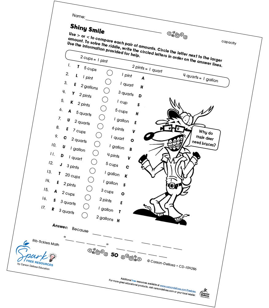 Shiny Smile Capacity Joke Free Printable | Carson Dellosa