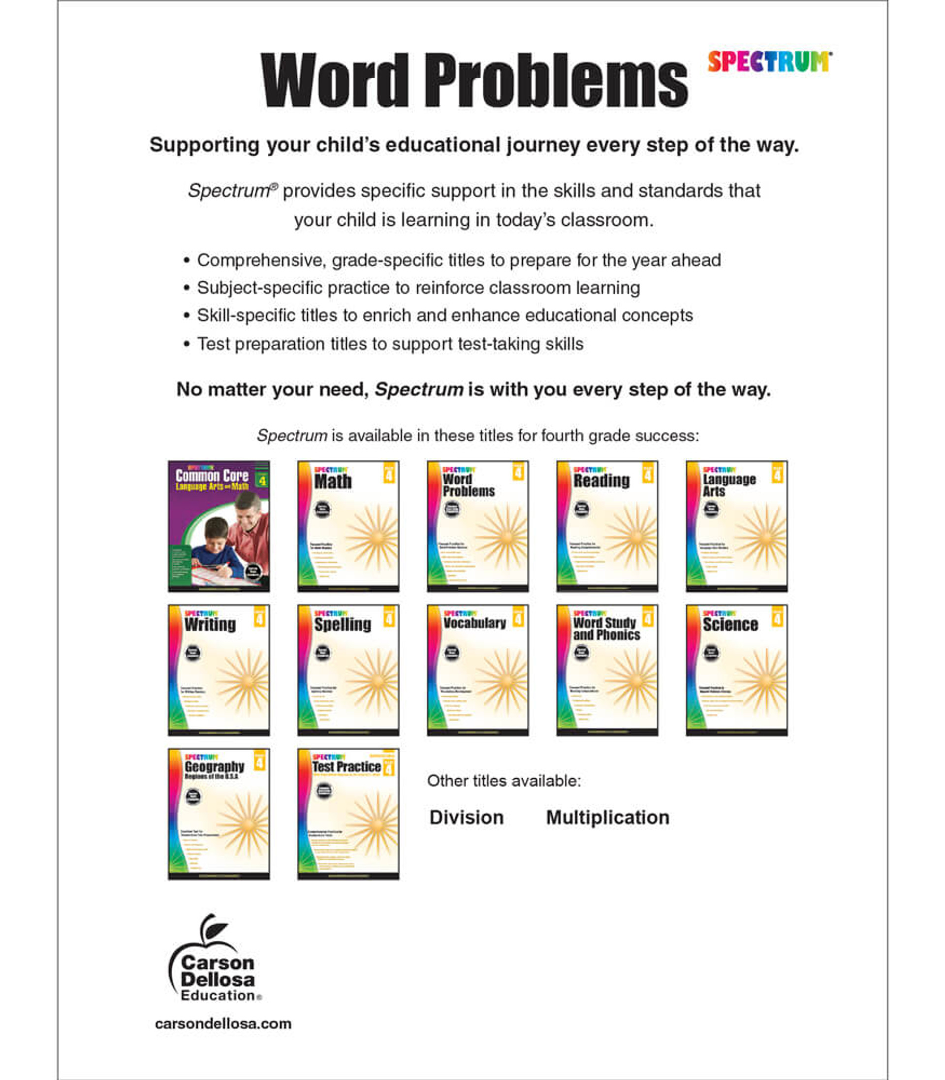 Grade 4 Spectrum Word Problems Workbook eBook (PDF)