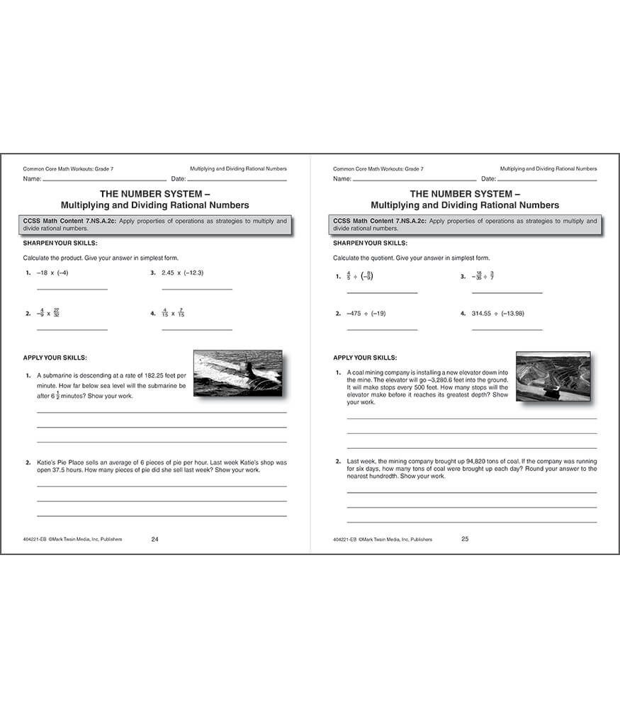 Grade 7 Common Core Math Workouts Resource Book Paperback