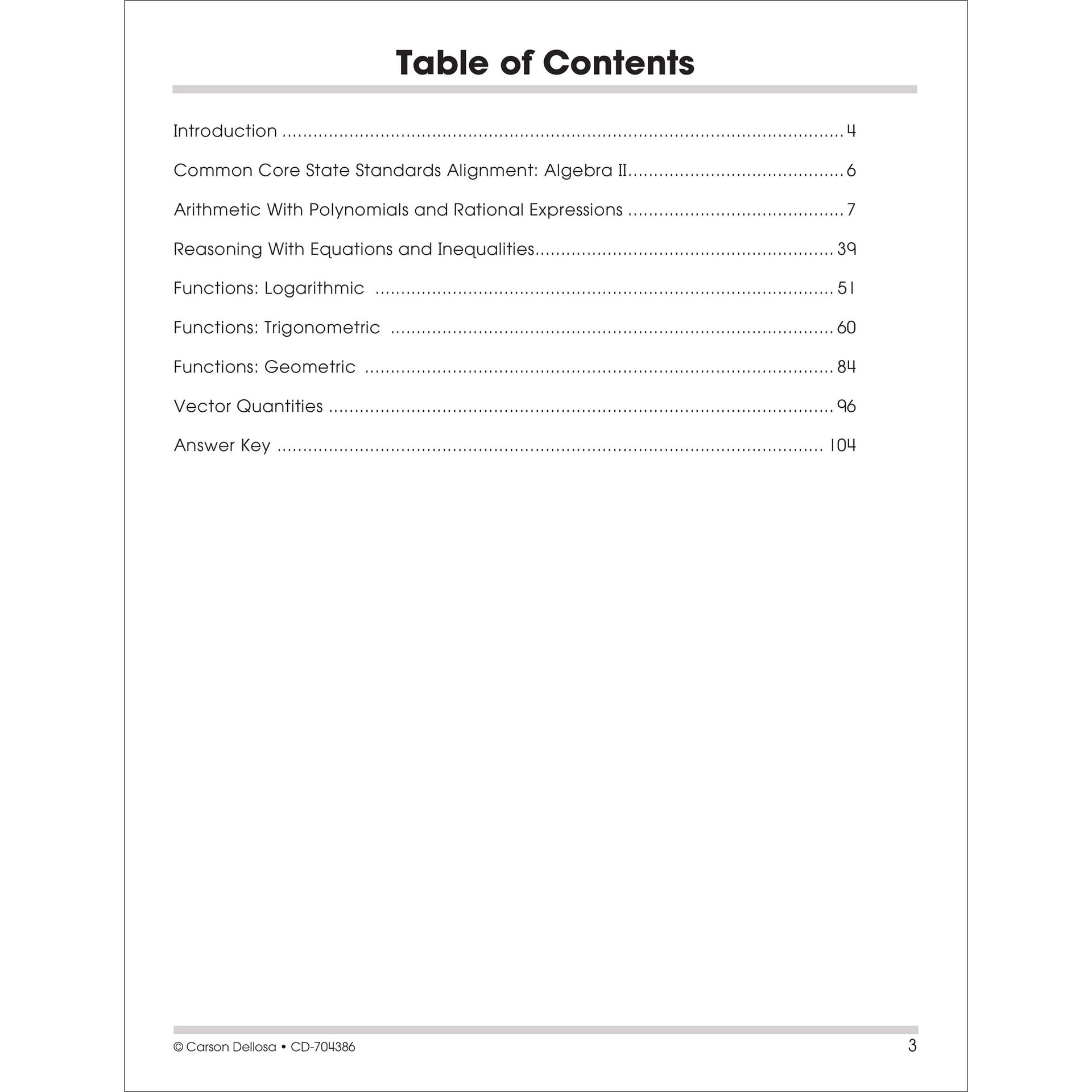 Grade 8-10 Algebra II Workbook Paperback