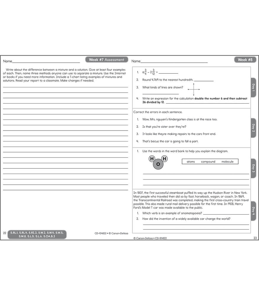 Common Core Fifth Grade 4 Today Workbook Grade 5 eBook
