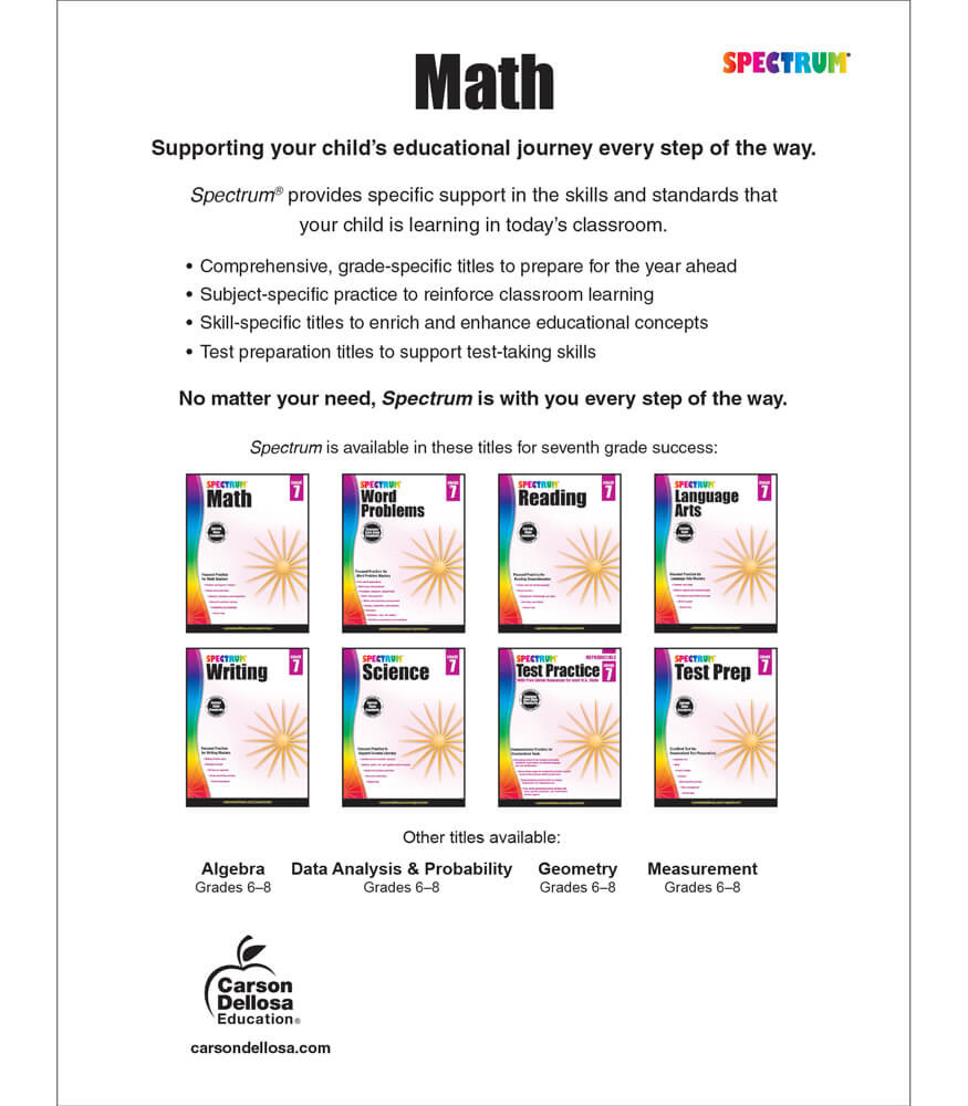 Grade 7 Spectrum Math Workbook eBook (PDF)