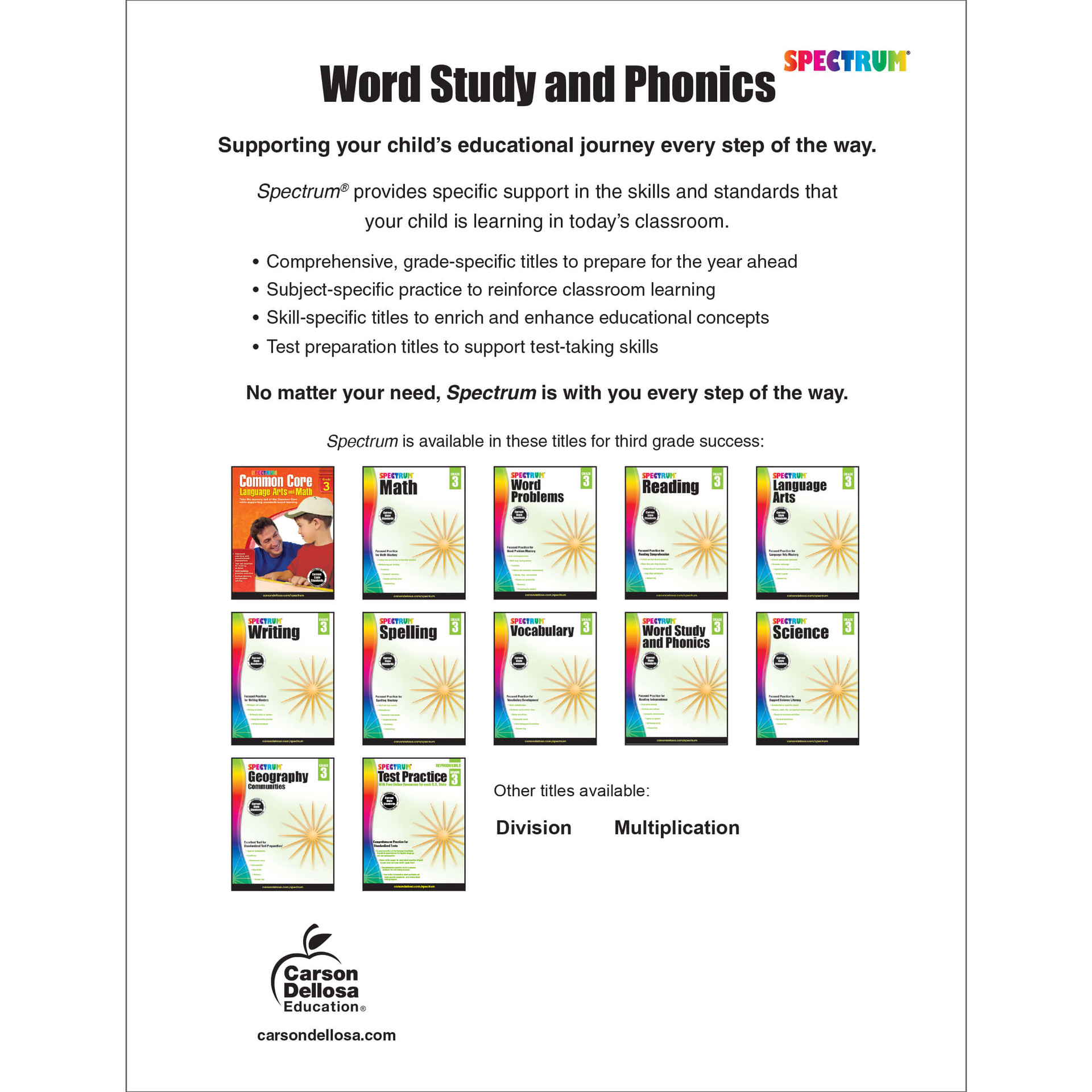 Grade 3 Spectrum Word Study and Phonics Workbook eBook