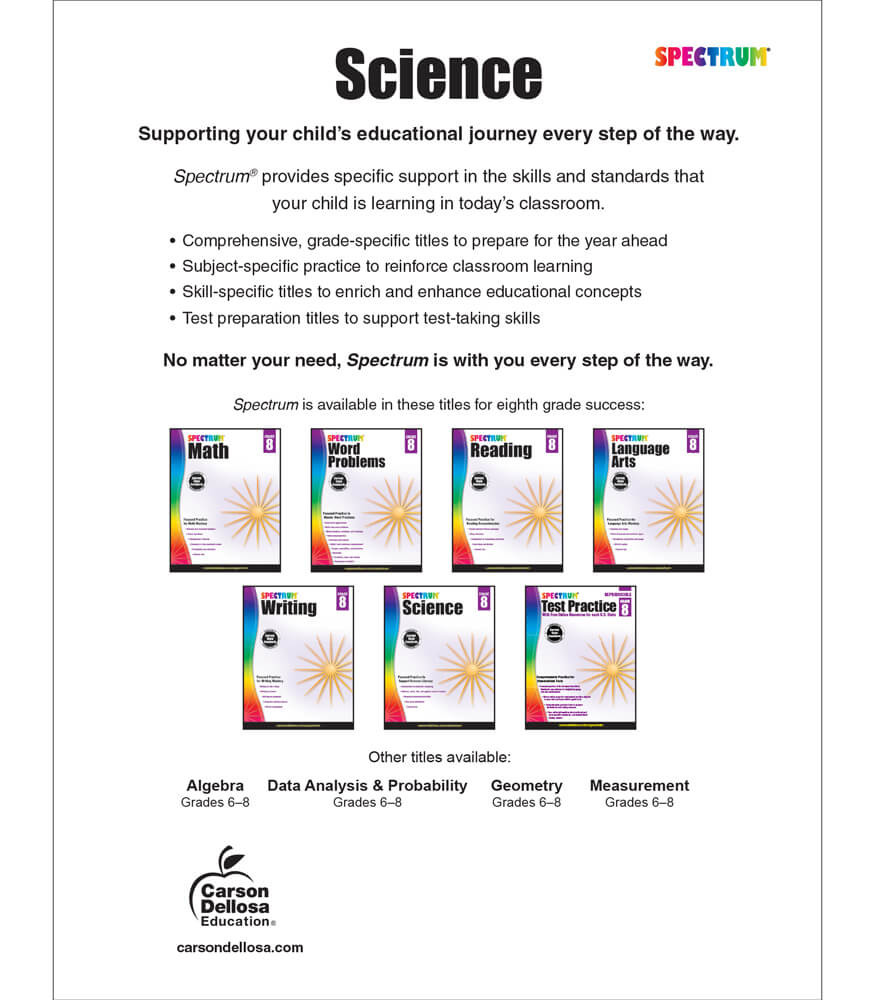 Grade 8 Spectrum Science Workbook Paperback