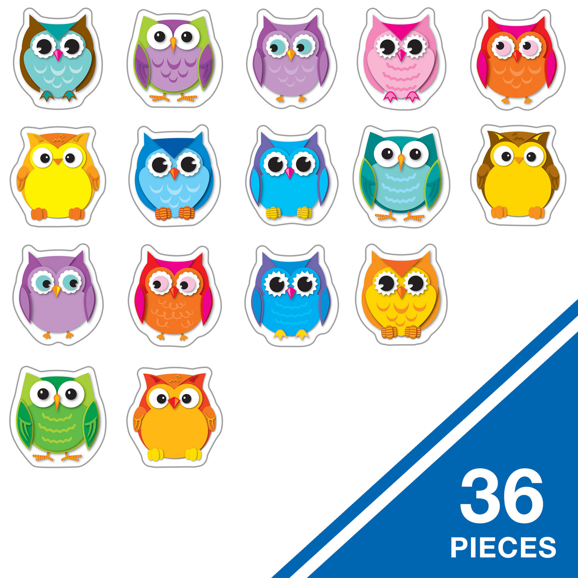 Colorful Owls Mini Cutouts