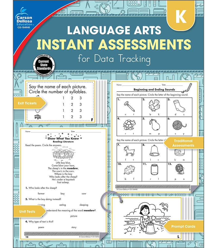 Grade K Language Arts Instant Assessments for Data Tracking Resource ...