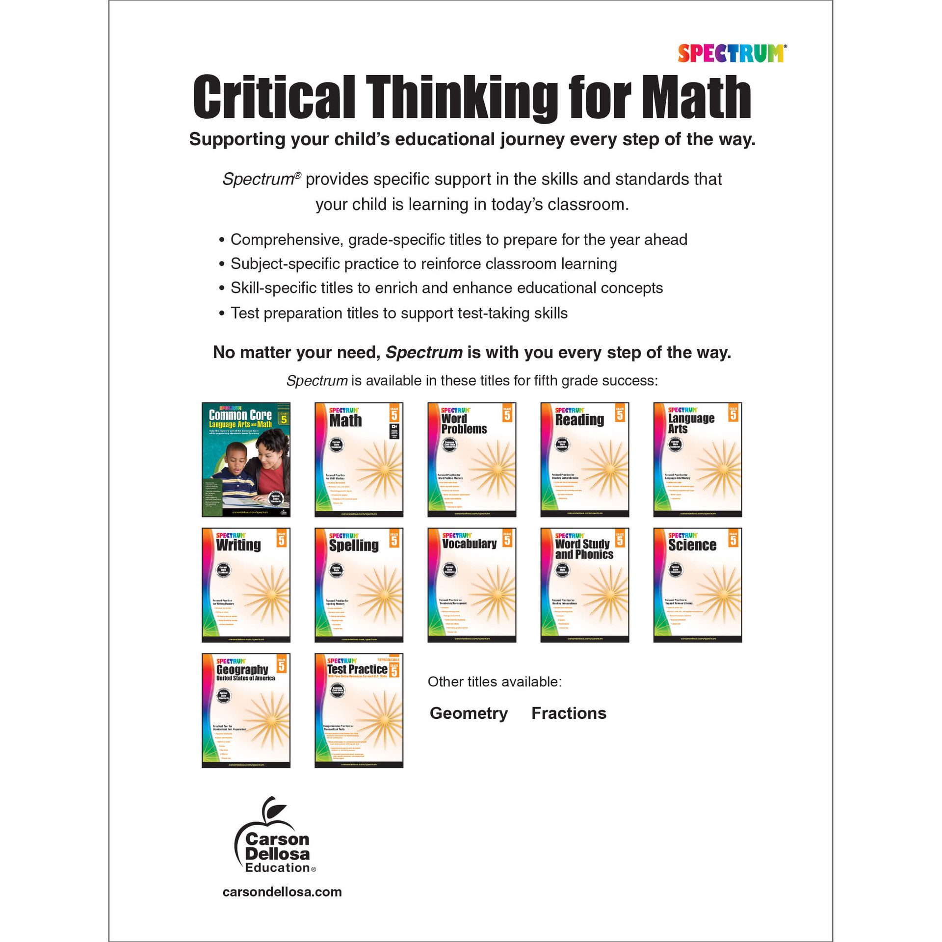 Grade 5 Spectrum Critical Thinking for Math Workbook eBook (PDF)