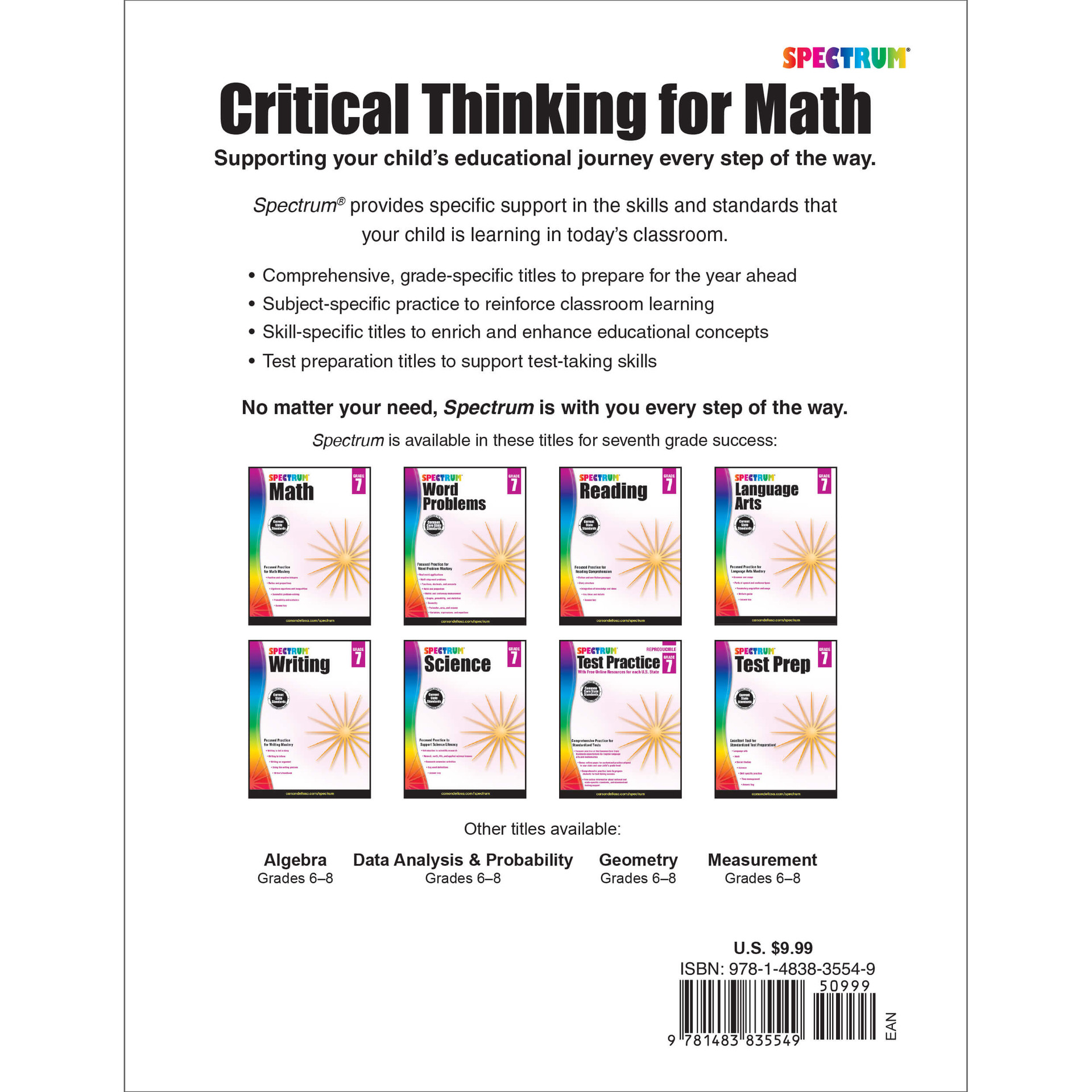 Grade 7 Spectrum Critical Thinking for Math Workbook eBook