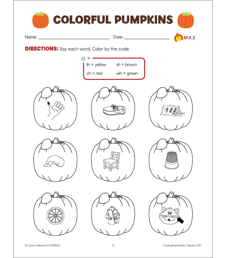 Thanksgiving Holiday Printable Collection Grade K