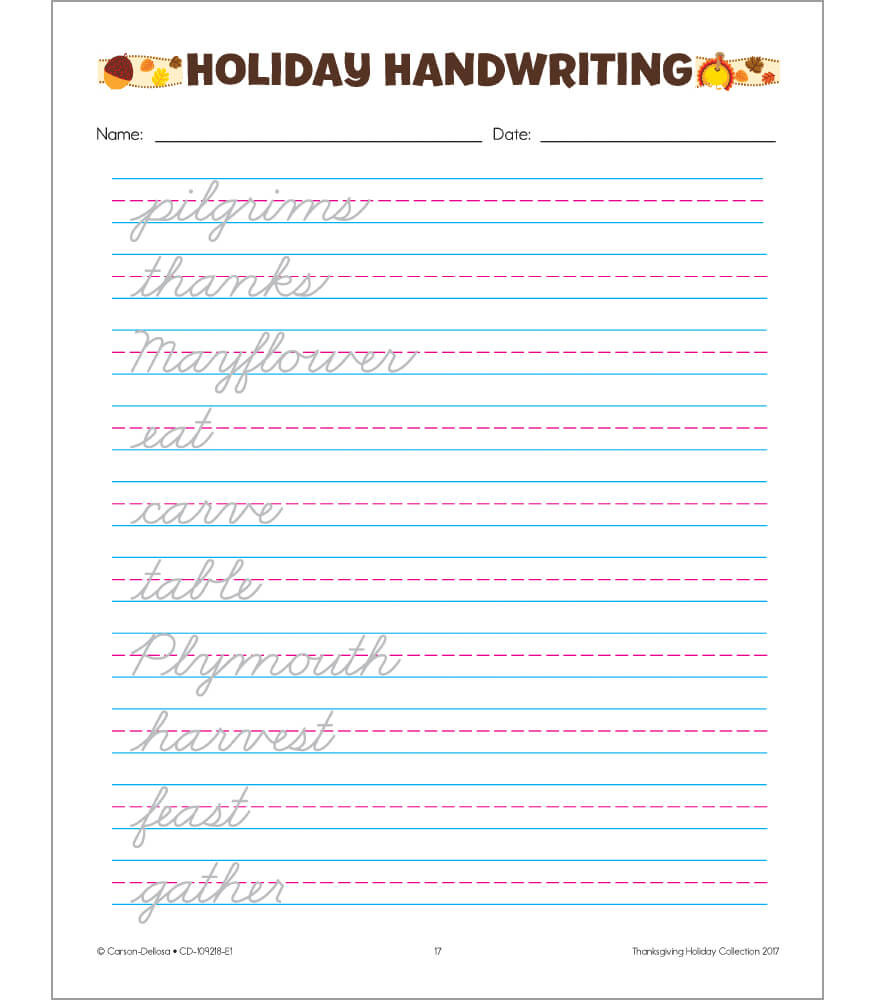 Thanksgiving Holiday Printable Collection Grade 3