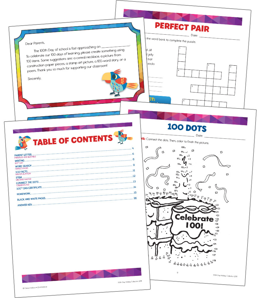 100th Day Holiday Printable Collection Grade 3