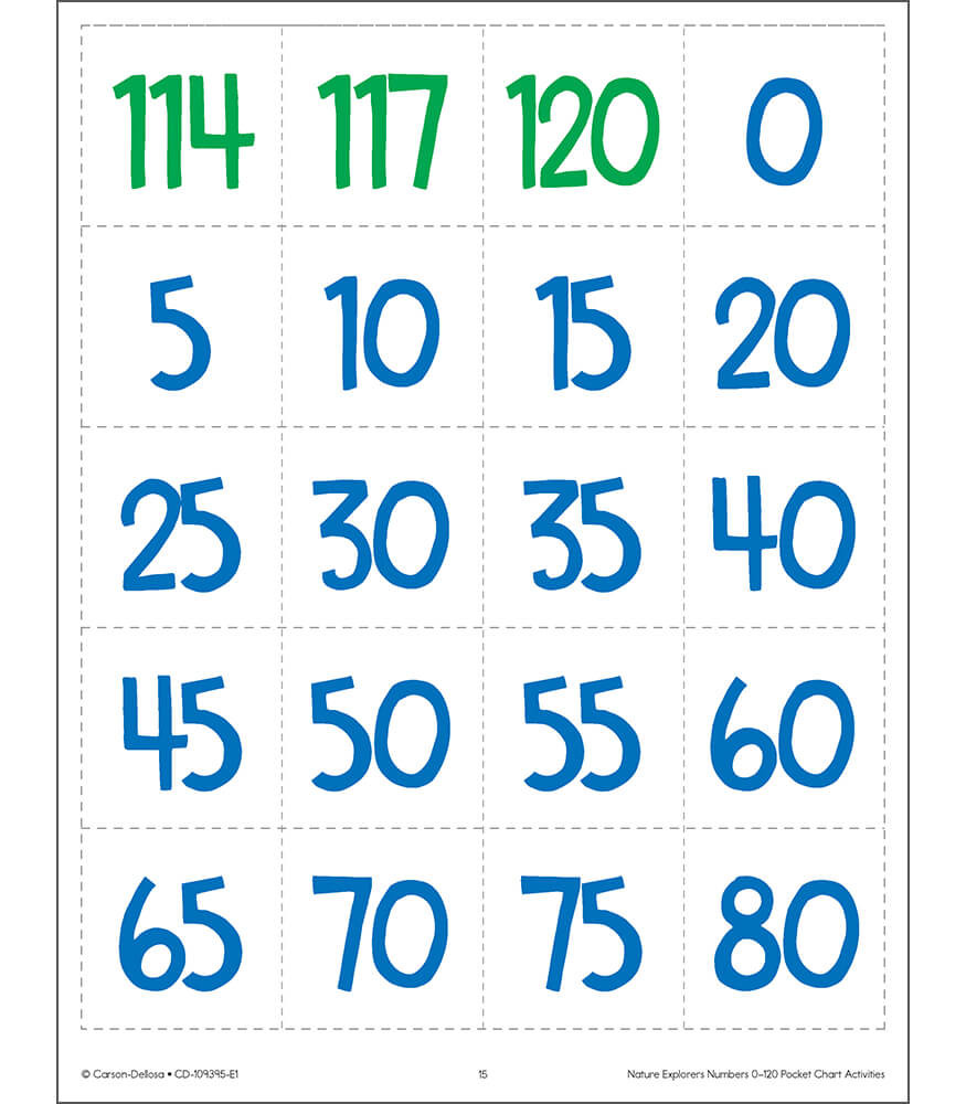 Nature Explorers Numbers 0-120 Printable Pocket Chart Activities Grade K-5
