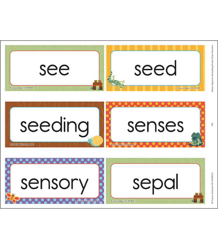 Nature Explorers Scheduling Printable Pocket Chart Activities Grade K-5