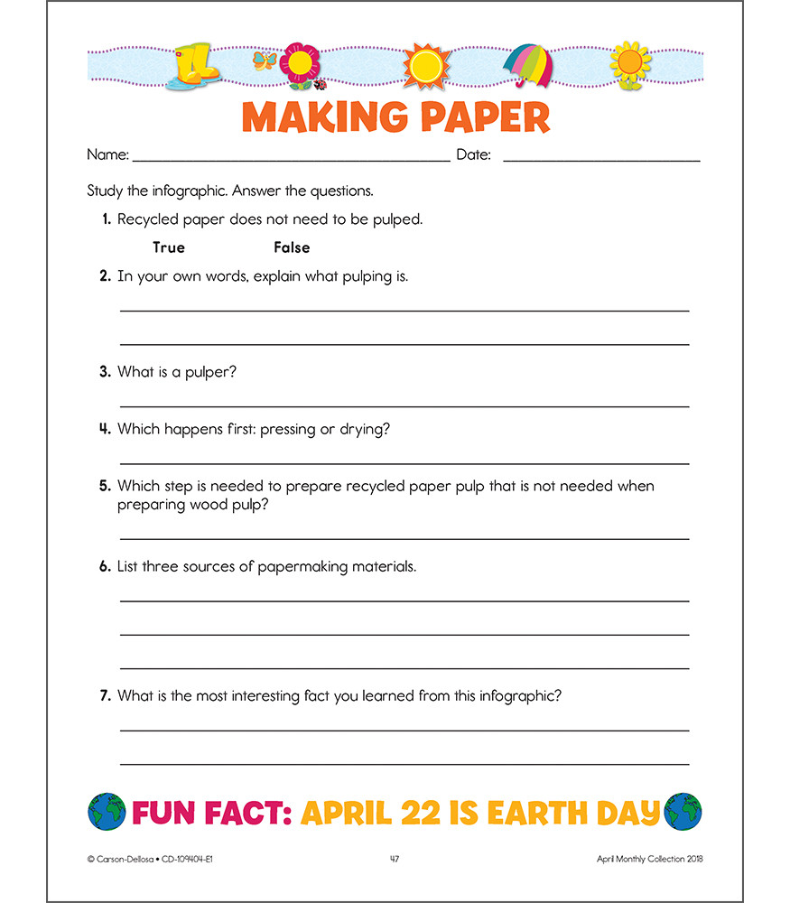 April Monthly Printable Collection Grade 3