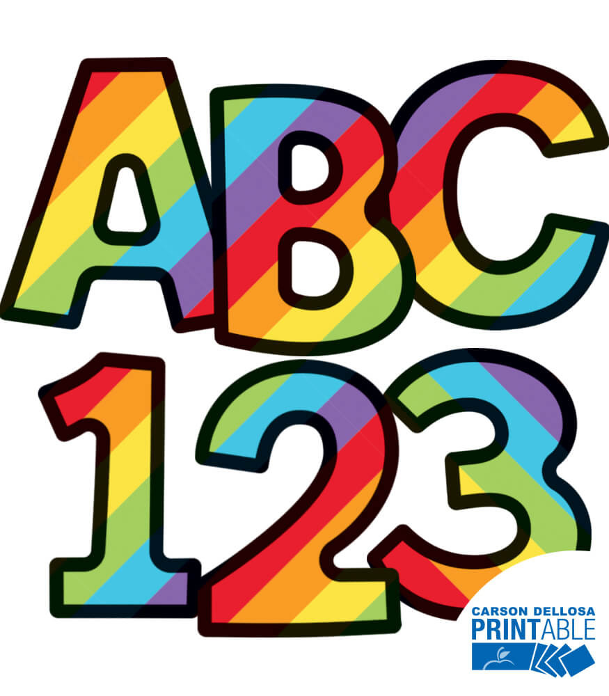 Rainbow Stripe Combo Pack Printable Bulletin Board Letters