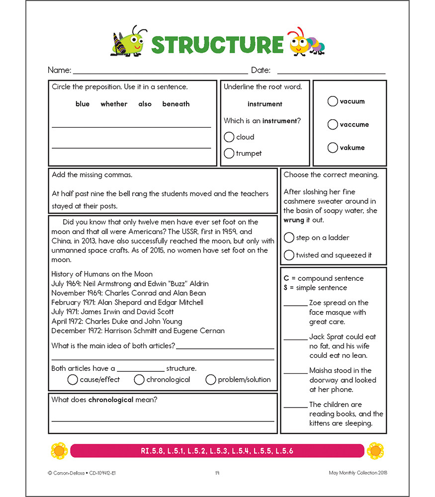 May Monthly Printable Collection Grade 5